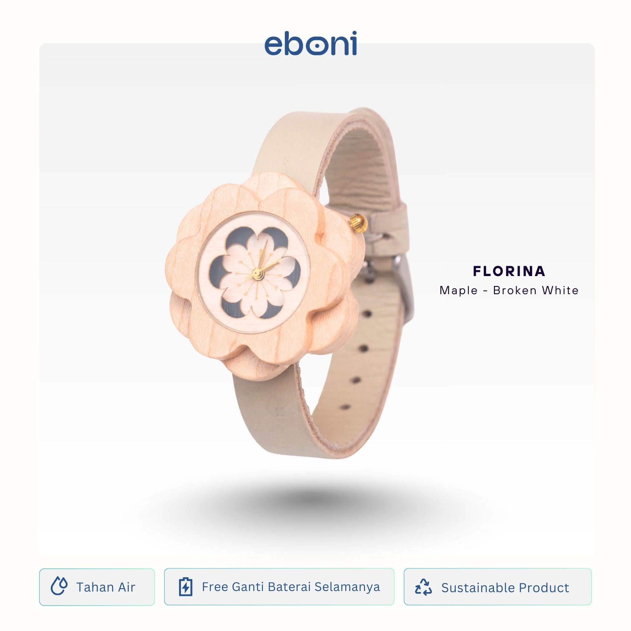 Eboni Jam Tangan Kayu Florina Maple - Broken White – eboniwatch