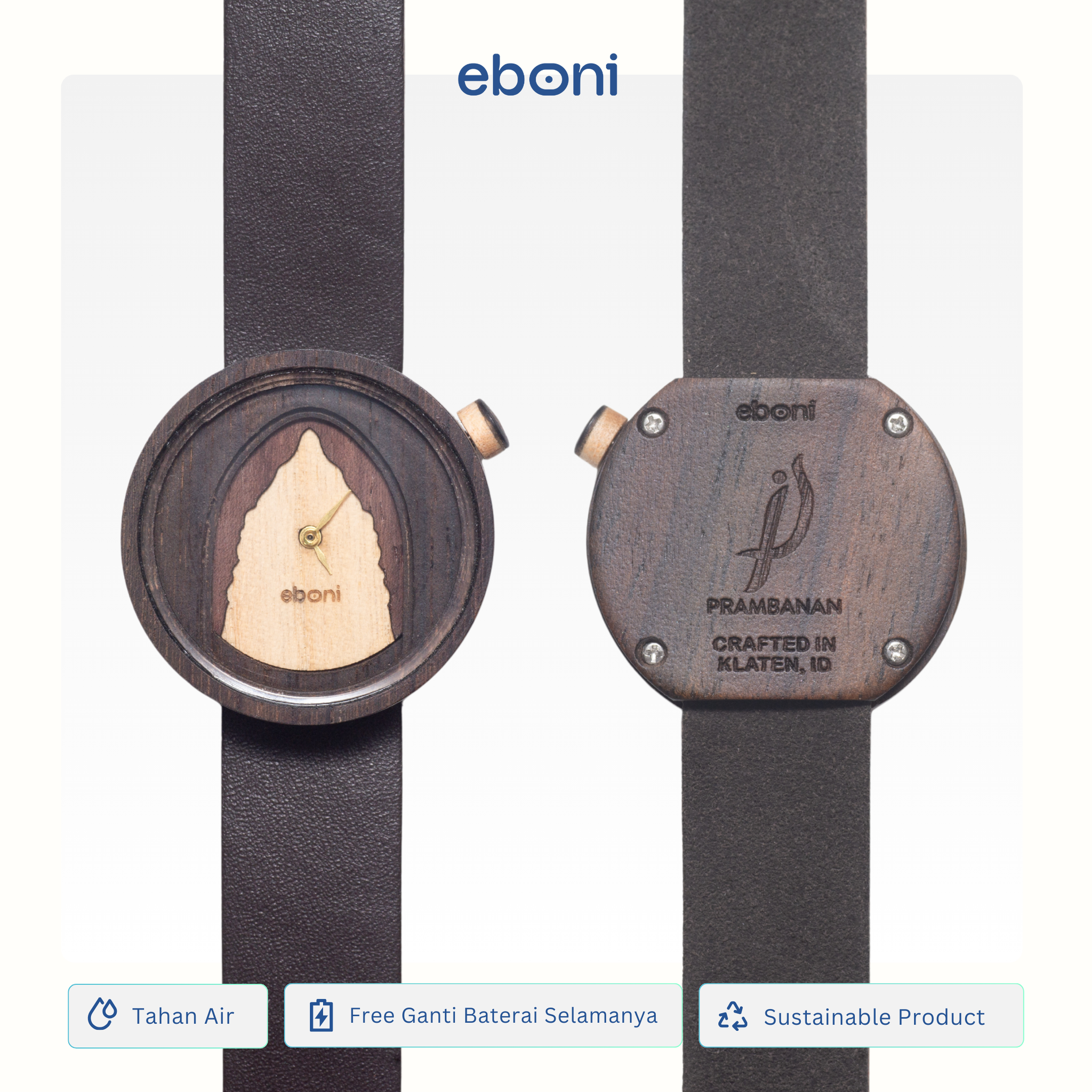Jam Tangan Kayu Eboni x Injourney Destination "Prambanan Mini - Dark B ...