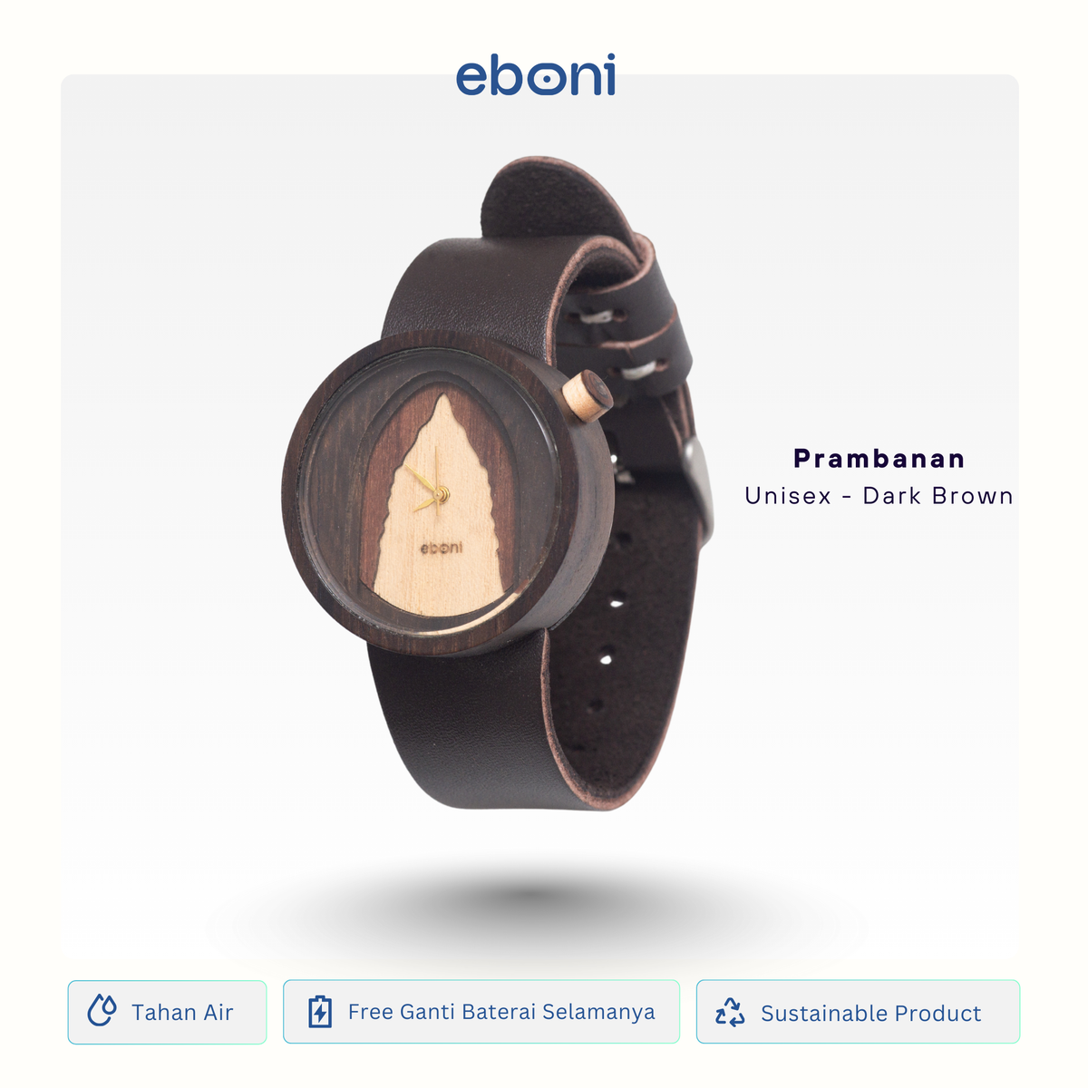 Jam Tangan Kayu Eboni x Injourney Destination "Prambanan Unisex - Dark ...